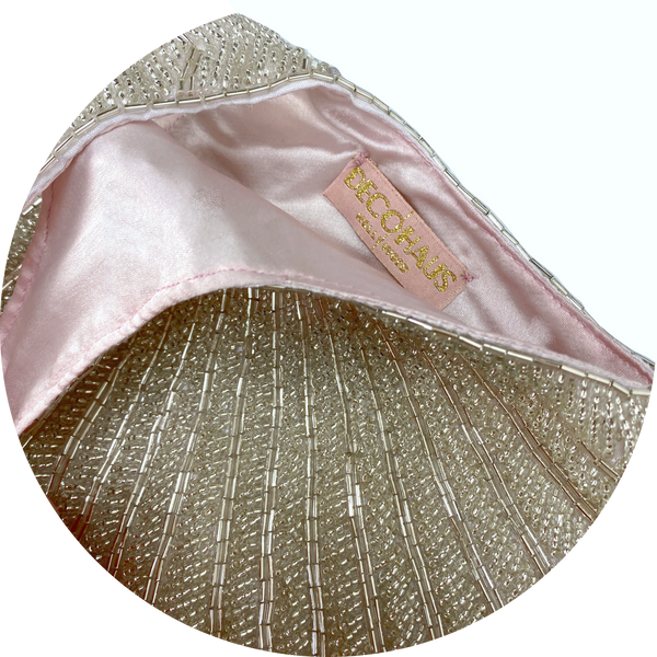 1920's Hand Beaded Deco Fan Wristlet Evening Tote - Large - Glamour Si