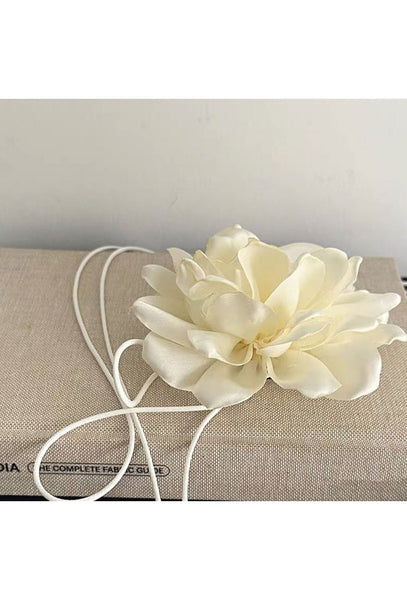 Deco Neck 1920's Style Flamenco Rose Corsage - Cream