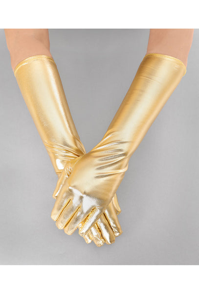 Metallic Luxe Long Opera Evening Glove - Gold